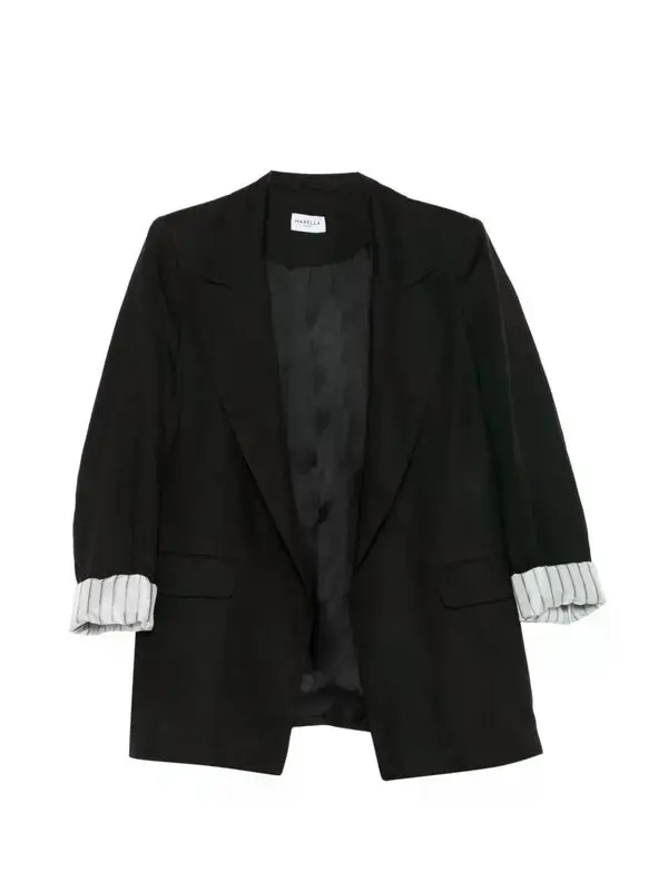 Marella Linen Peak-lapel Blazer - Black