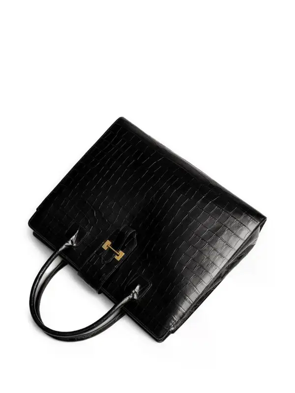 NILI LOTAN Croc-effect Leather Tote Bag