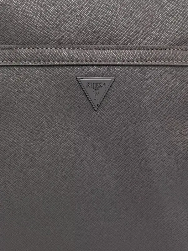 Guess Logo-plaque Cross-hatch Messenger Bag - Grey