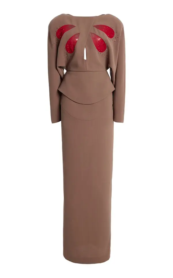 HARITHAND Exclusive Tears Double Crepe Maxi Dress - Taupe