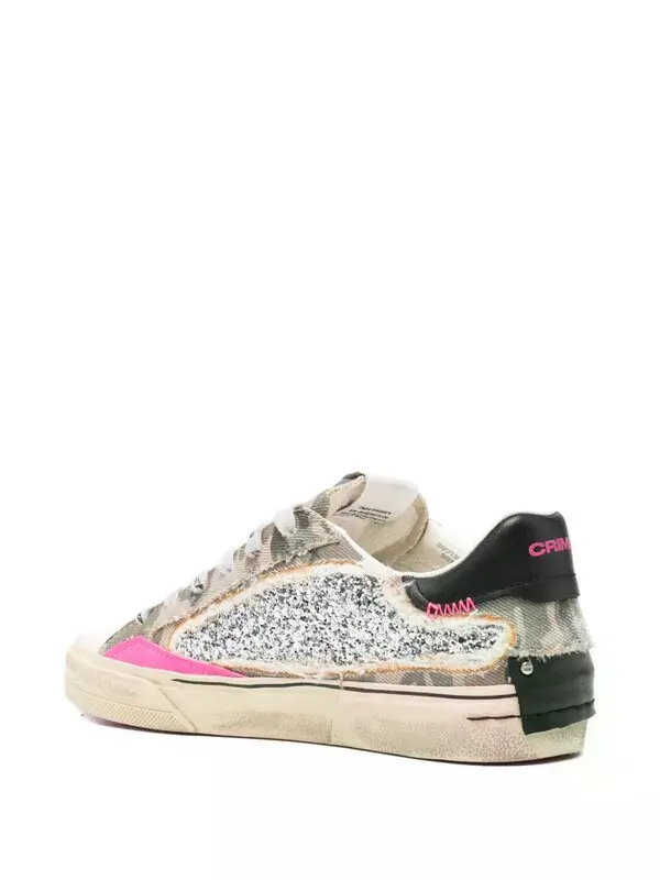CRIME LONDON Glitter-embellished Camouflage-print Sneakers