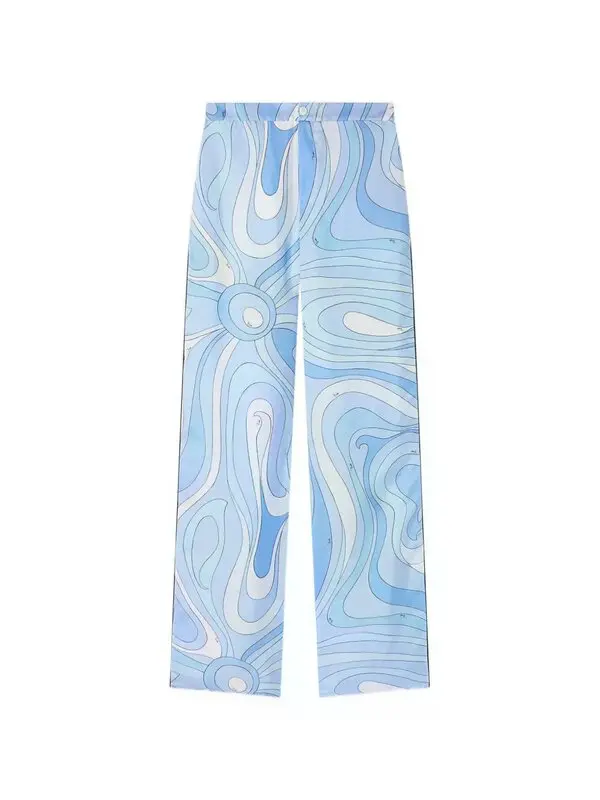 Emilio Pucci Buttoned Print Trousers - Blue