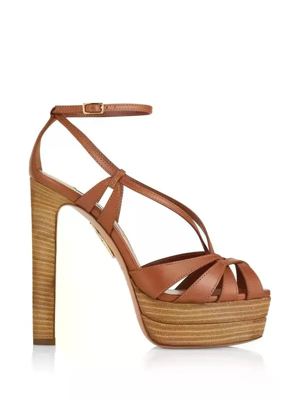 AQUAZZURA Bonita Plateau Heeled Sandals - Brown