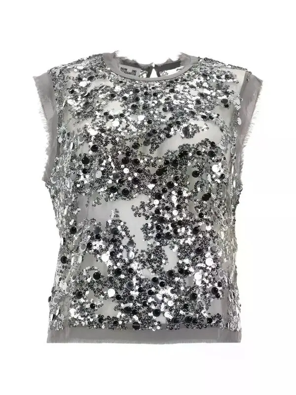 Baum Und Pferdgarten Manira Sequin-embellished Frayed Blouse - Grey