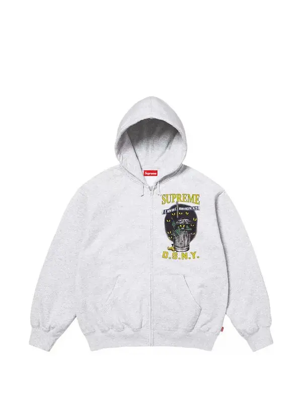 Supreme Graphic-print Zip-up Hoodie - Grey
