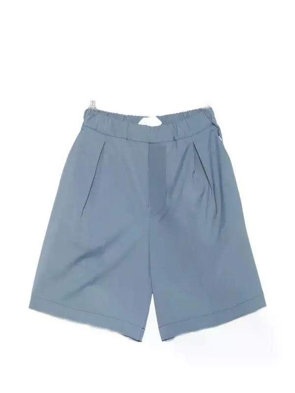 NEW YORK RESIDENT Pleated Elasticated-waist Shorts - Blue