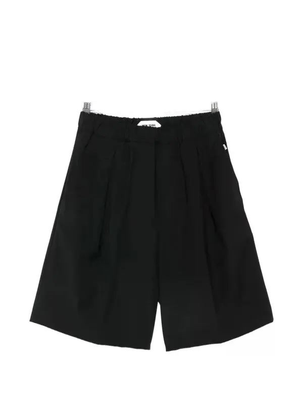 NEW YORK RESIDENT Pleated Detail Elasticated Waist Shorts - Black
