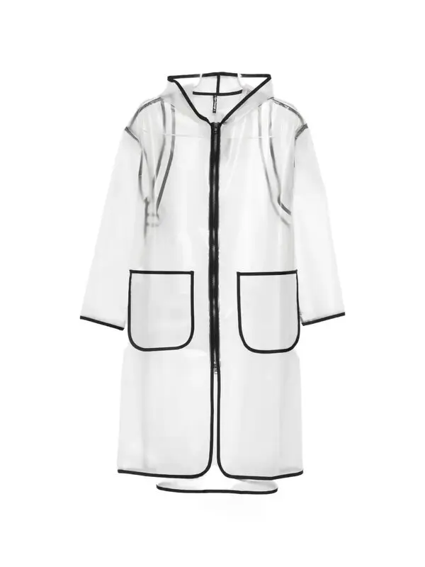 CAPE CONCEPT Hooded Contrast-trim Coat - White