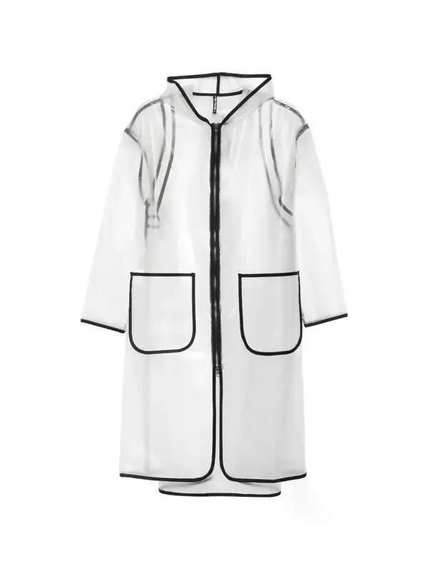 CAPE CONCEPT Hooded Contrast-trim Coat - White