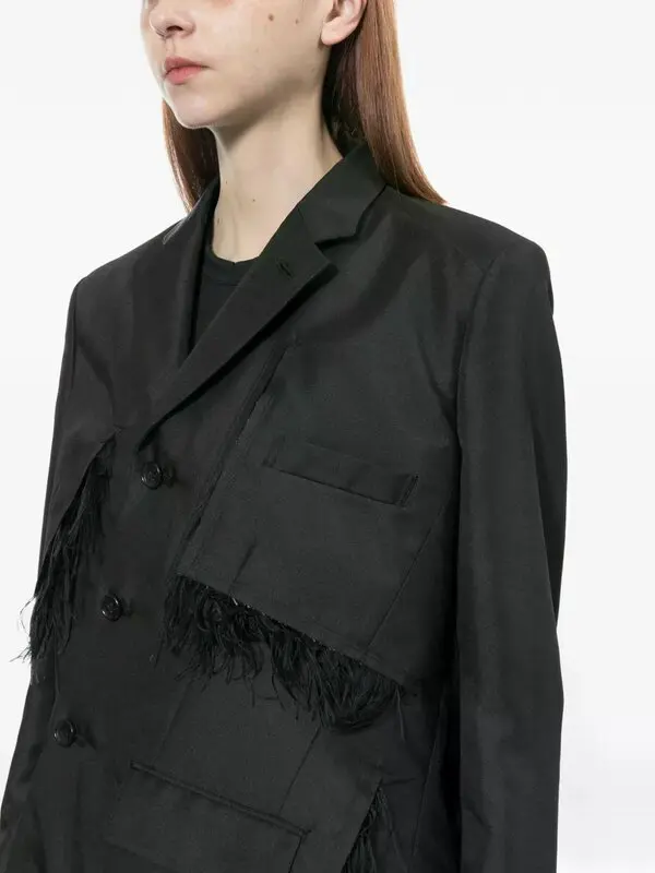Comme Des Garçons Asymmetric Frayed-trim Single-breasted Blazer