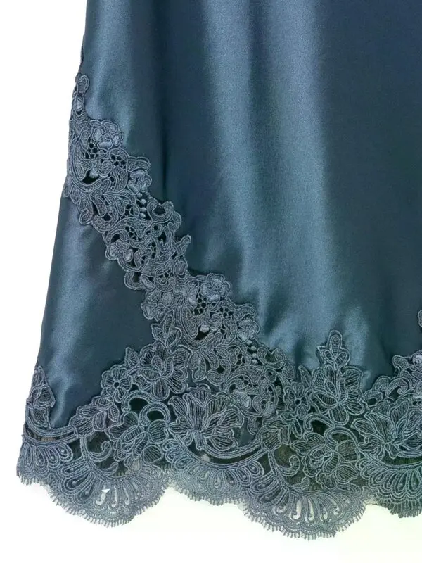 Cynthia Rowley Embroidered Satin Skirt - Blue