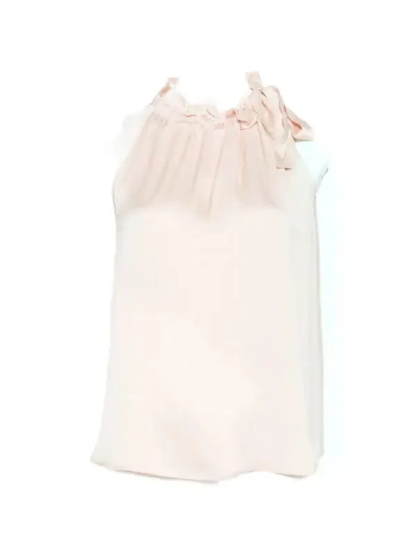 Peserico Ruffled-neck Tie-fastening Top - Pink