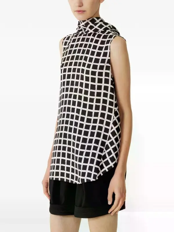 LANVIN Check-pattern Sleeveless Top - Black