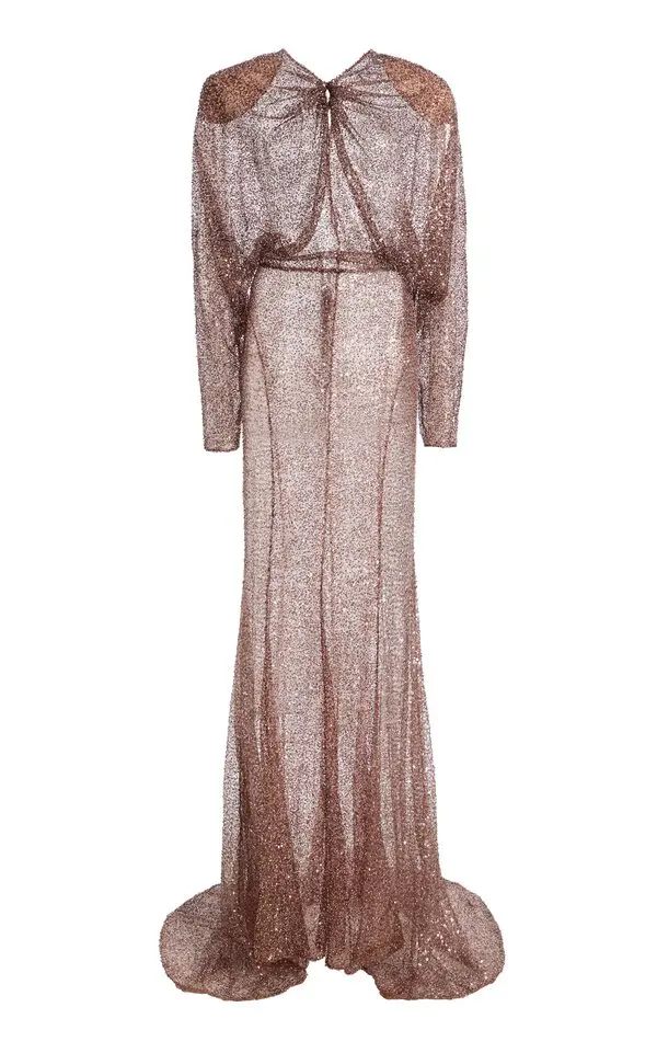 HARITHAND Sequin Embellished Maxi Dress - Brown