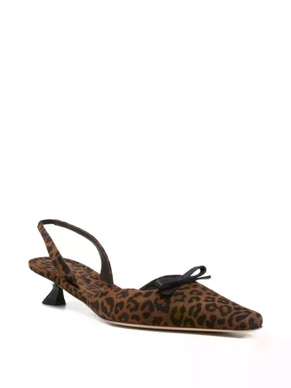 3JUIN Leopard-print Bow-detail Slingback Pumps