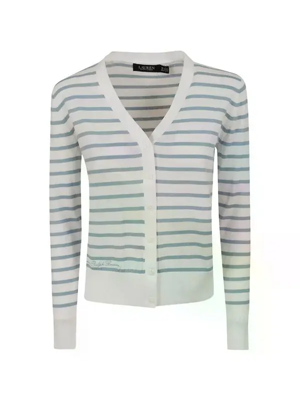 Ralph Lauren Striped V-neck Cardigan - White