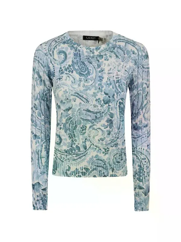 Ralph Lauren Paisley-print Cable-knit Sweater - Blue