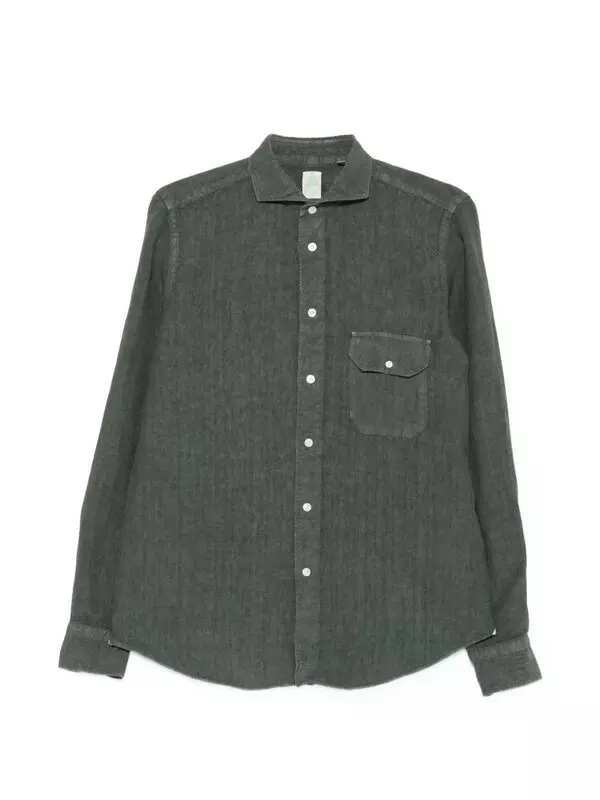 FINAMORE 1925 Flap-pocket Spread-collar Shirt - Green