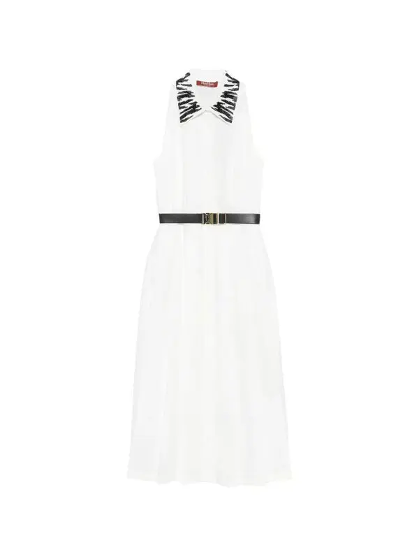 Max Mara Bead-embellished Midi Dress - White