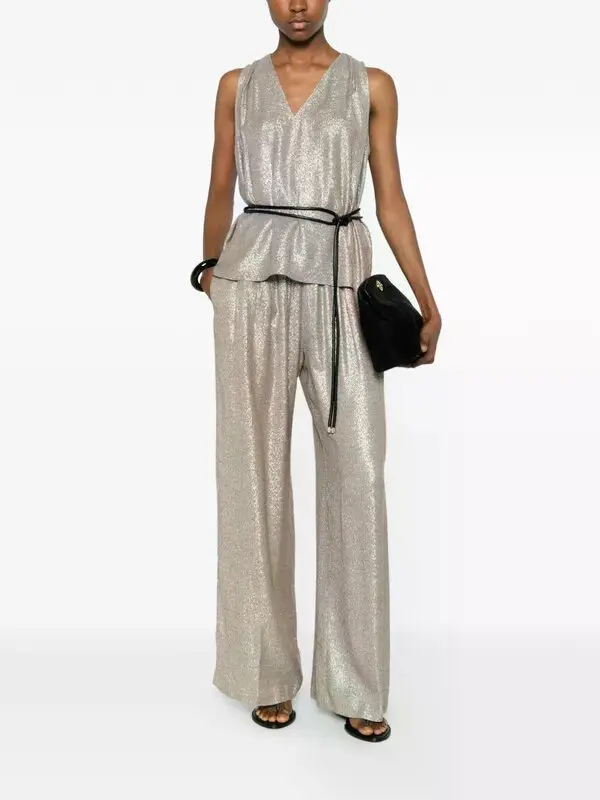 DIEGA Taoda Herringbone-pattern V-neck Top