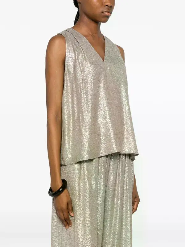 DIEGA Taoda Herringbone-pattern V-neck Top