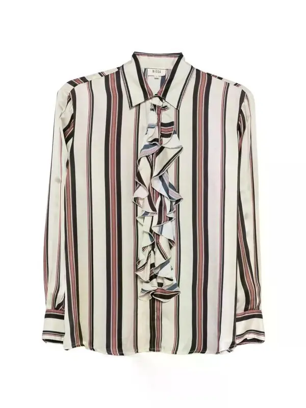 DIEGA Striped Shirt With Ruffle Detailing