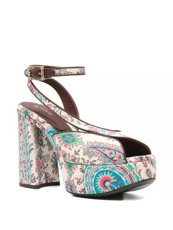 Etro Paisley-pattern Platform-heel Sandals