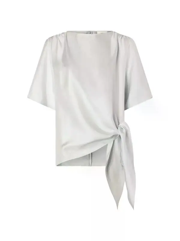 Loulou De Saison Mano Gathered Knot Silk Top - Neutrals