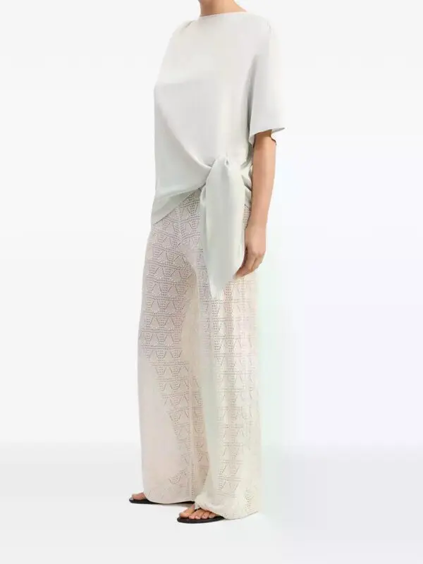 Loulou De Saison Mano Gathered Knot Silk Top - Neutrals