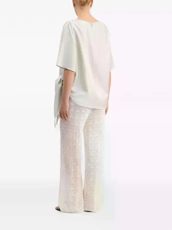 Loulou De Saison Mano Gathered Knot Silk Top - Neutrals