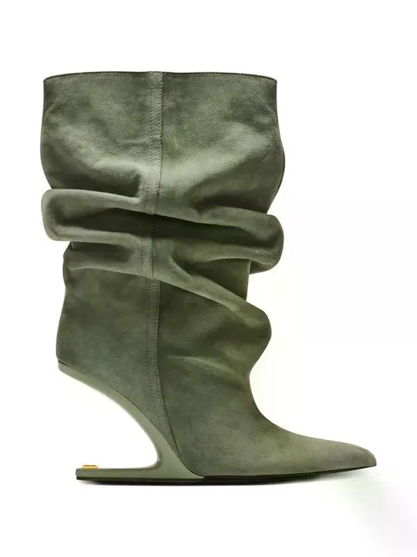 Balmain Suede Ankle Boots - Green