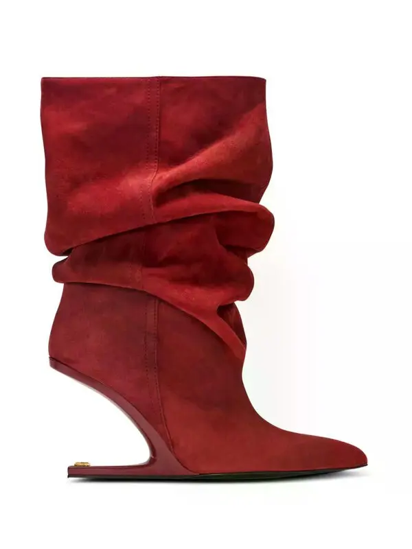 Balmain Suede Ankle Boots - Red