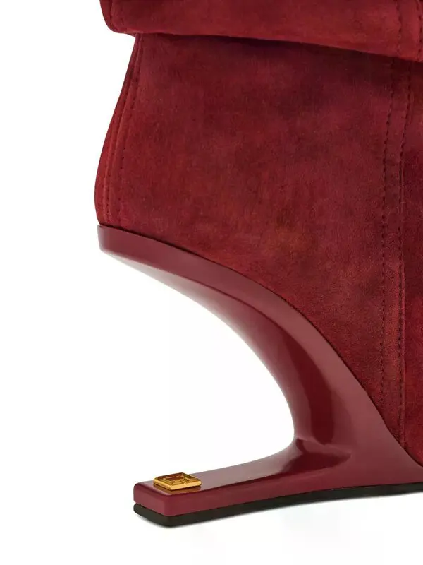 Balmain Suede Ankle Boots - Red