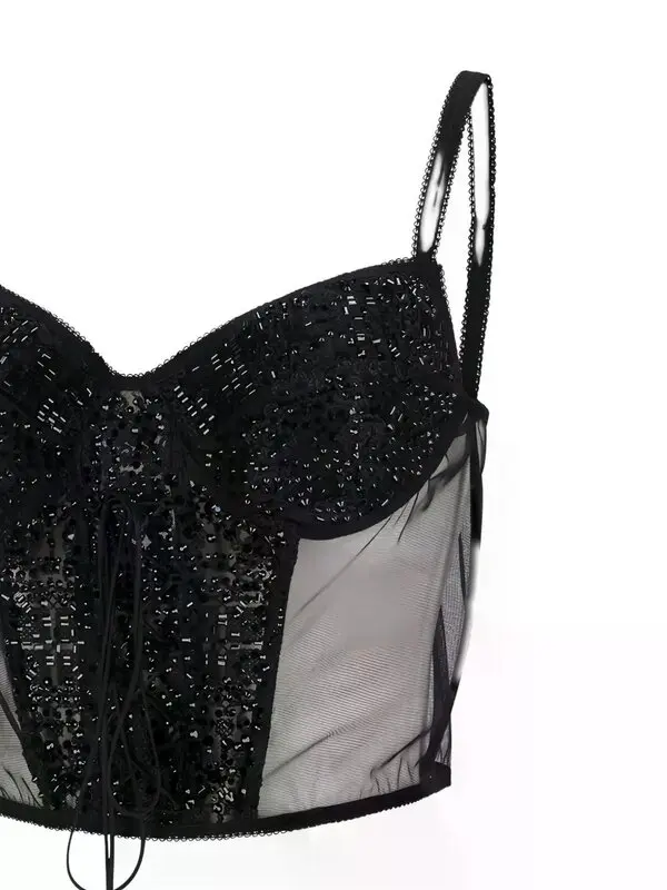 Ermanno Scervino Bead-embellished Lace-up Top