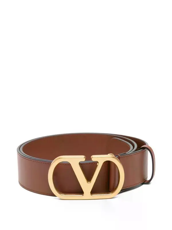 Valentino Garavani V-logo Leather Belt - Brown