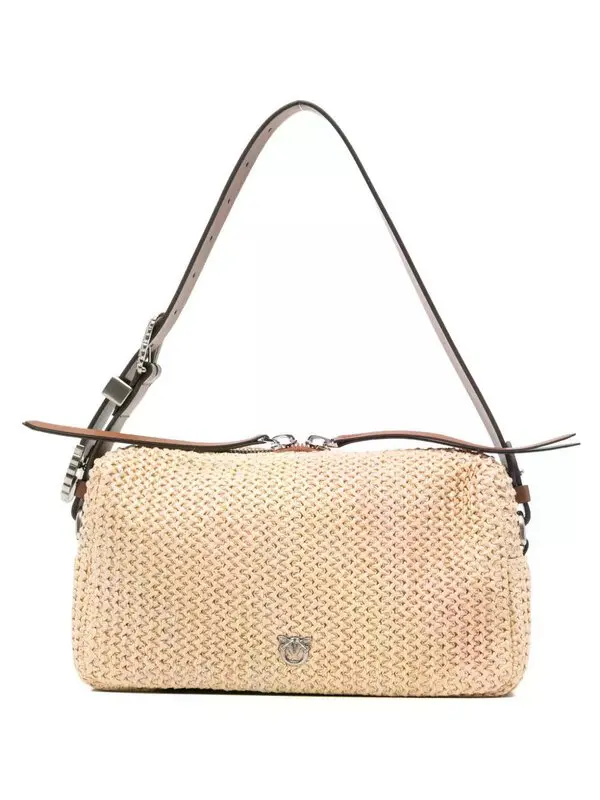 Pinko Love Birds Buckle-detail Shoulder Bag - Neutrals