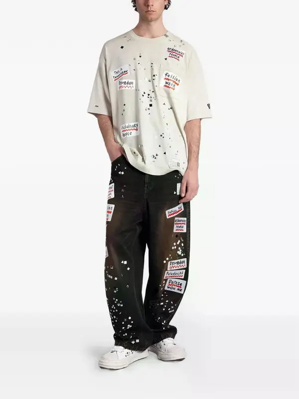 Mihara Yasuhiro Patch-detail Stud-embellished Jeans