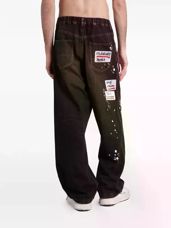 Mihara Yasuhiro Patch-detail Stud-embellished Jeans