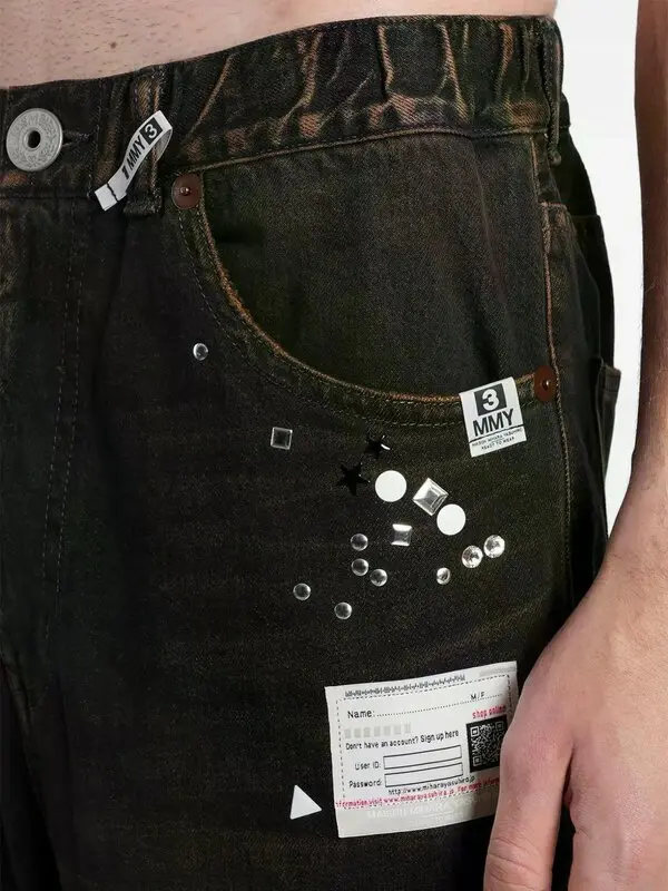Mihara Yasuhiro Patch-detail Stud-embellished Jeans