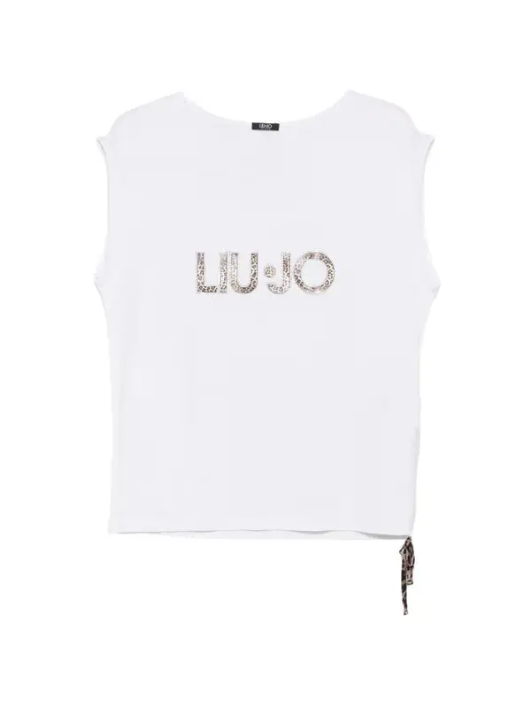 Liu Jo Leopard-print Logo Top - White