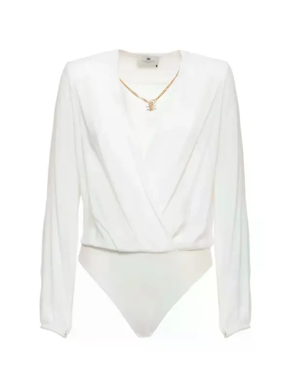 Elisabetta Franchi Draped Chain-detail Bodysuit - White