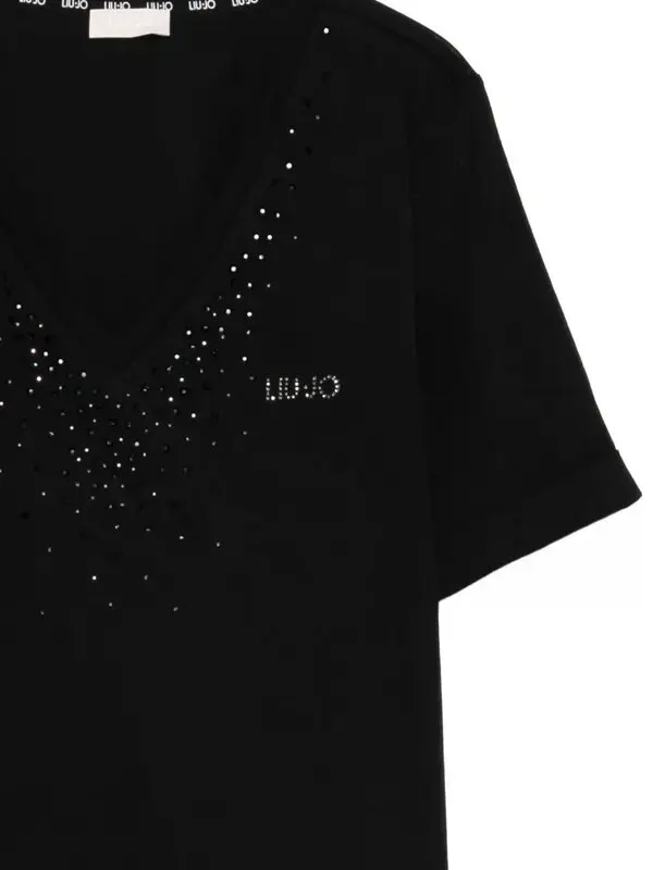 Liu Jo V-neck T-shirt With Rhinestone Embellishments