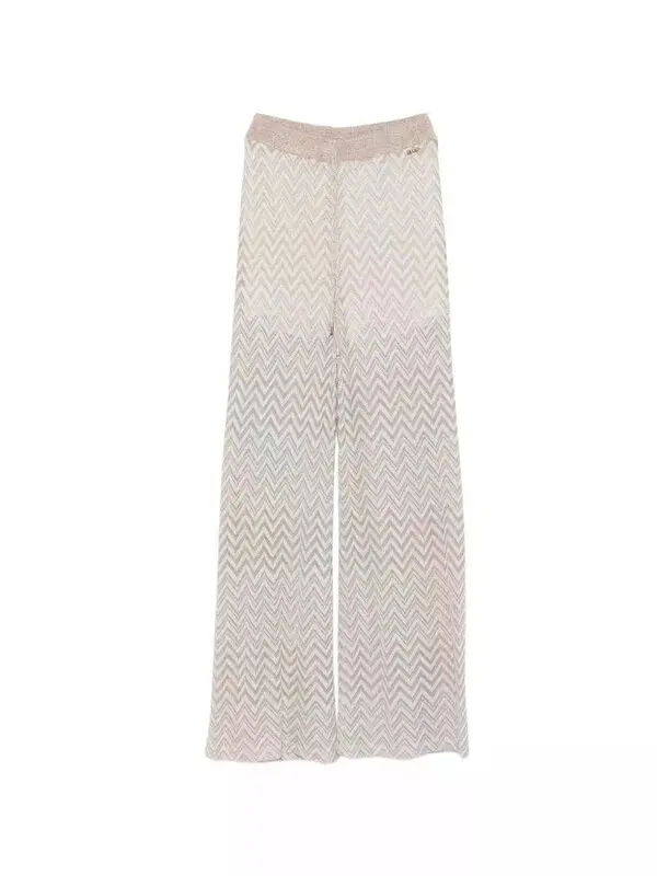 Liu Jo Zigzag-knit Wide-leg Palazzo Pants - Neutrals
