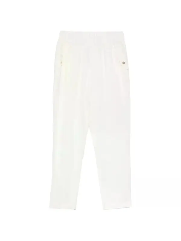 Liu Jo Elasticated-waistband Button-detail Trousers - Neutrals