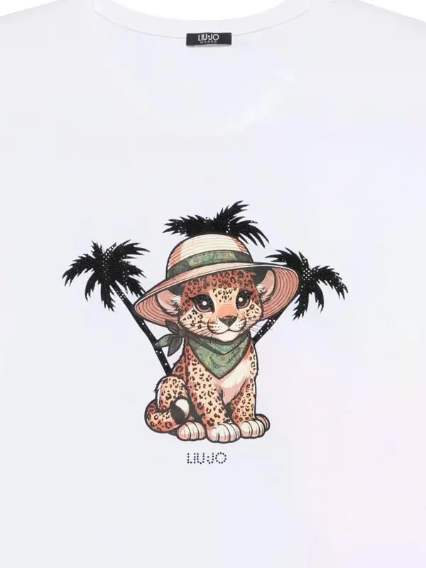 Liu Jo Cotton Jersey T-shirt With Tropical Print