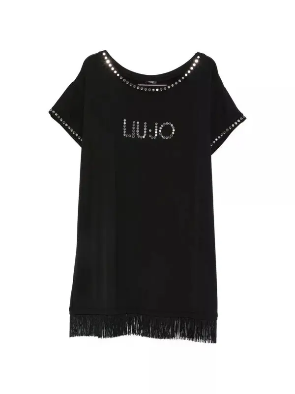 Liu Jo Stud-embellished Fringe-trim Dress - Black