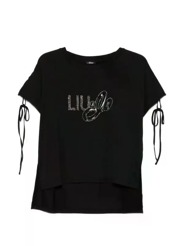 Liu Jo Logo-embellished Tie-sleeve T-shirt - Black