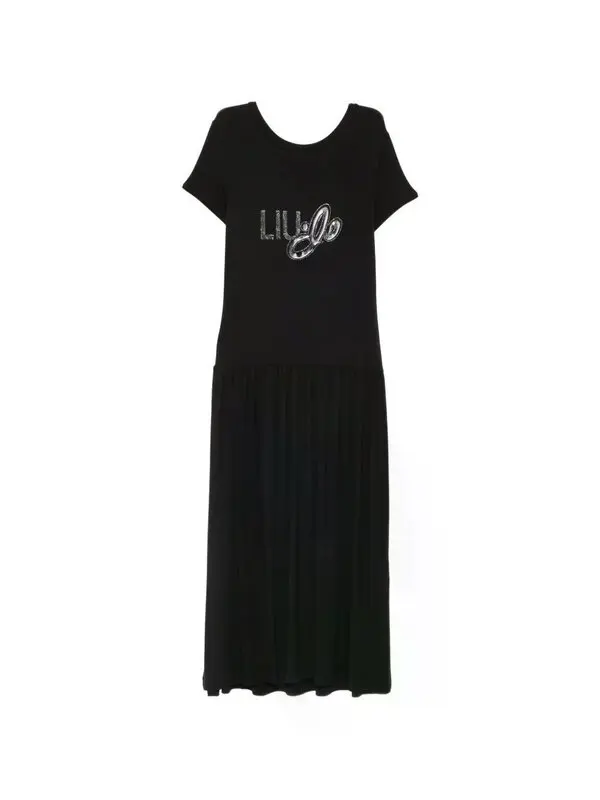 Liu Jo Logo-embellished V-neck Dress - Black