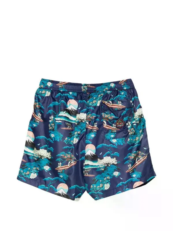 MAUNA KEA Graphic-print Drawstring-waist Swim Shorts - Blue