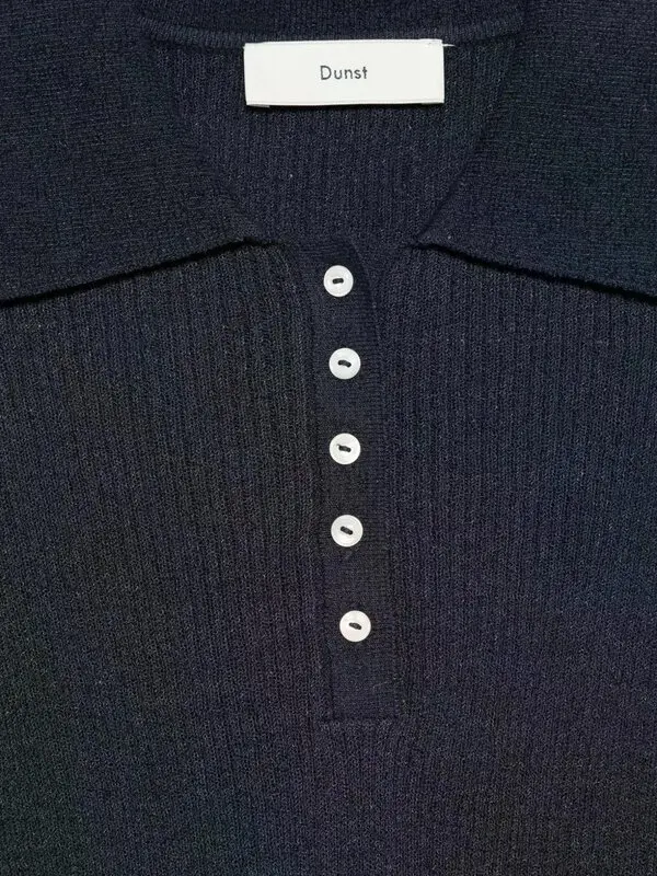DUNST Ribbed-knit Polo Shirt